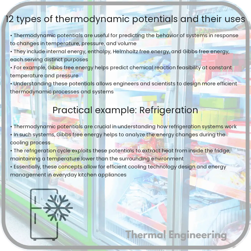 12 Types of Thermodynamic Potentials and Their Uses