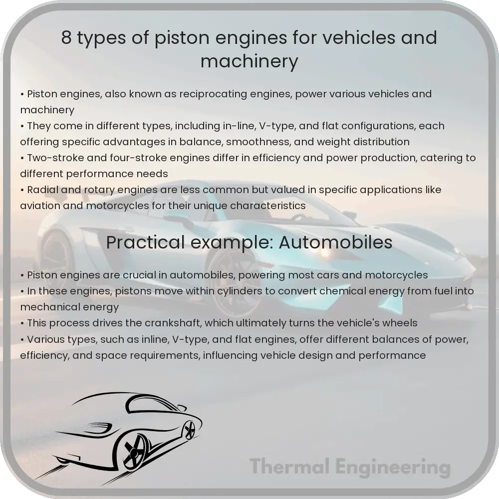 8 Types of Piston Engines for Vehicles and Machinery