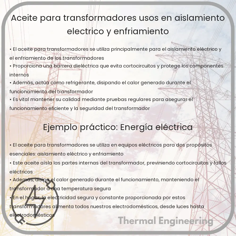 Aceite para Transformadores | Usos en Aislamiento Eléctrico y Enfriamiento