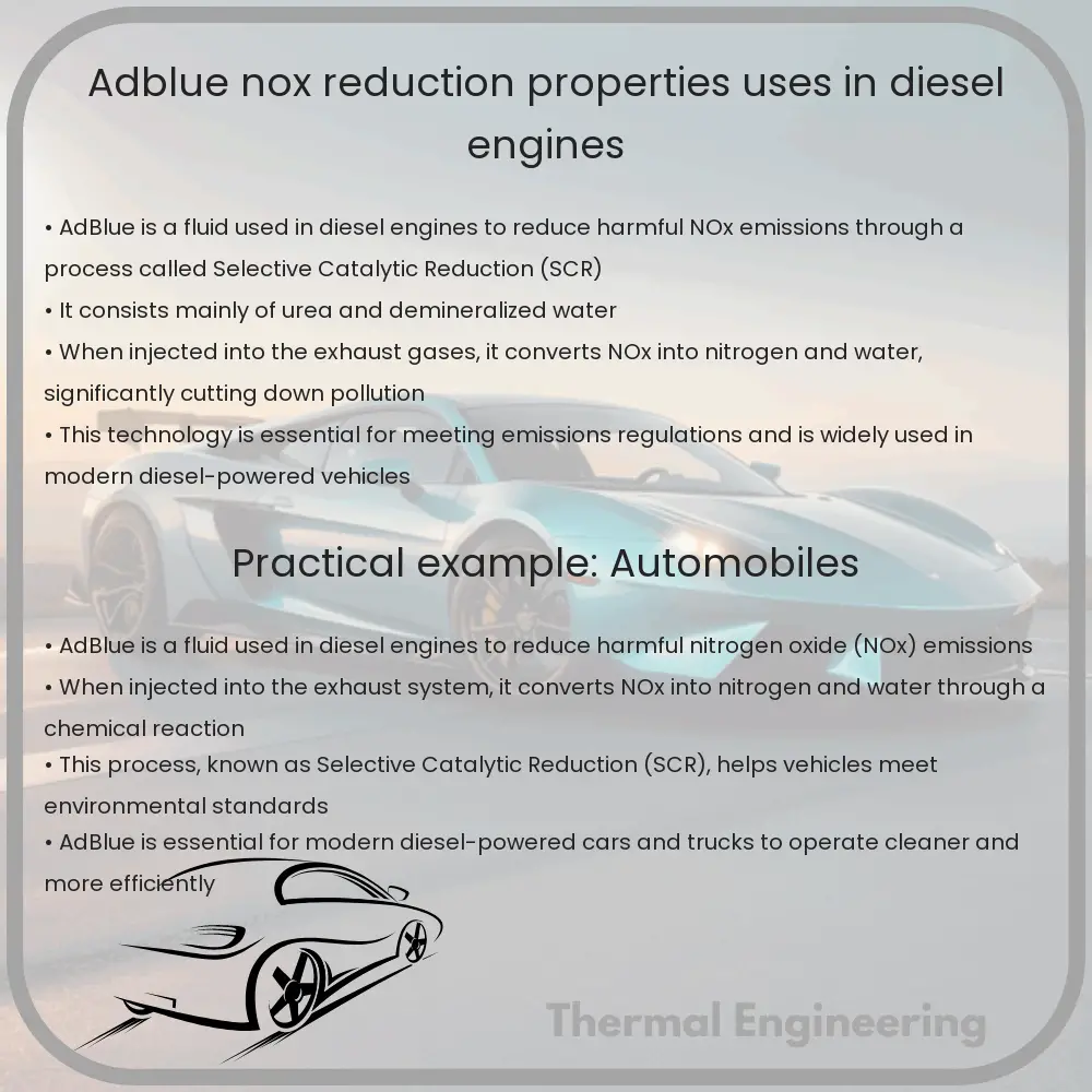 AdBlue | NOx Reduction Properties, Uses in Diesel Engines