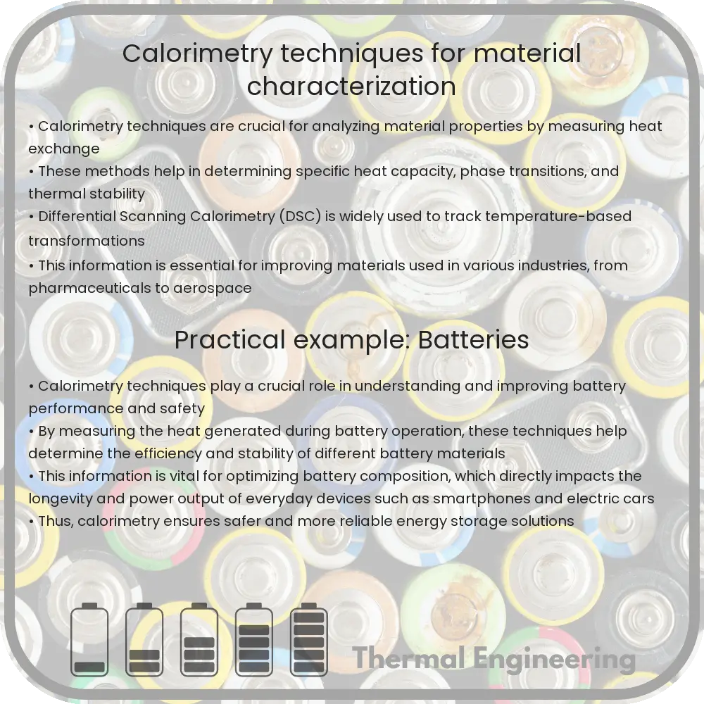 Calorimetry techniques for material characterization
