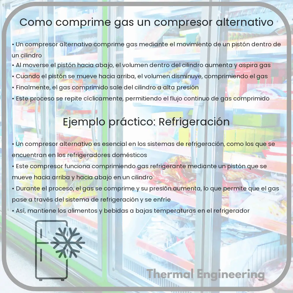 ¿Cómo comprime gas un compresor alternativo?