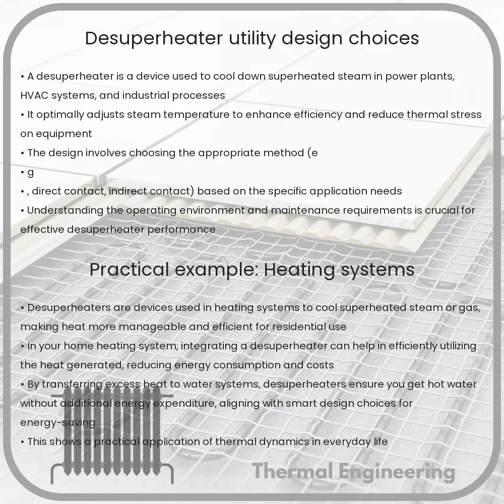 Desuperheater | Utility, Design Choices