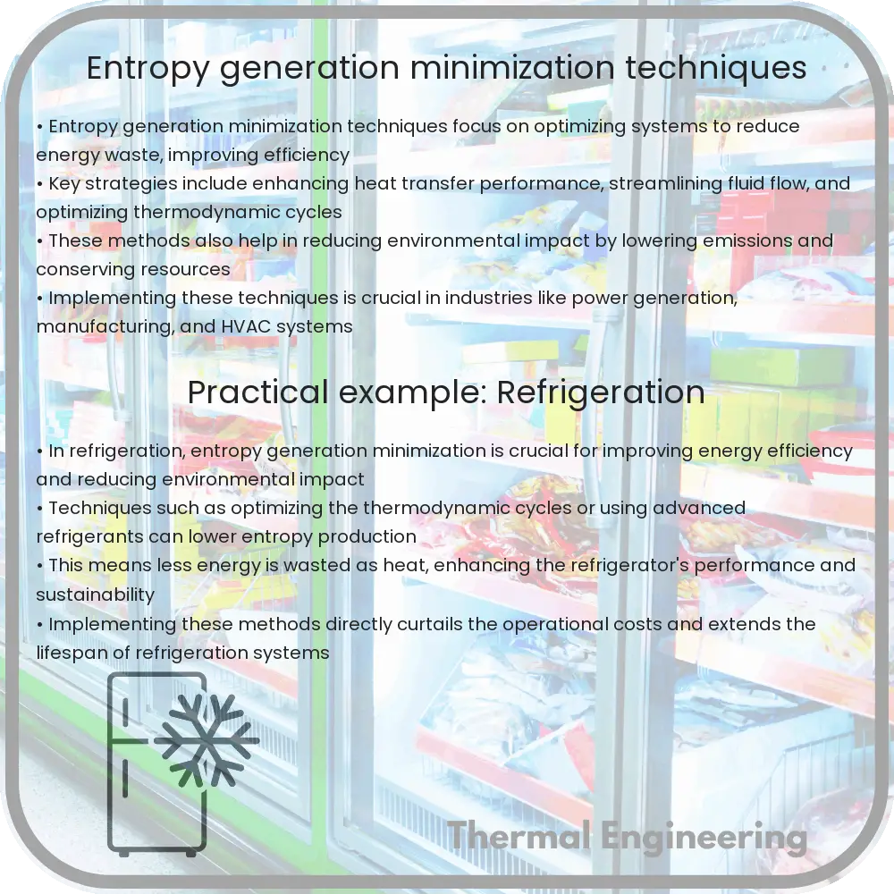 Entropy Generation Minimization Techniques