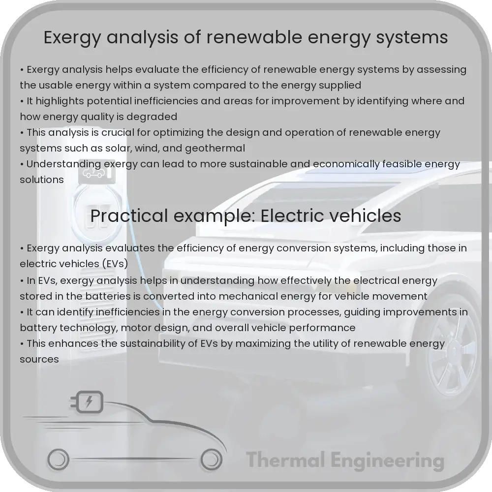 Exergy analysis of renewable energy systems