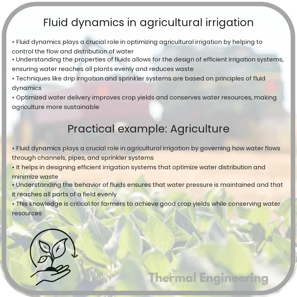 Fluid dynamics in agricultural irrigation