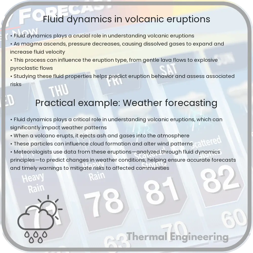Fluid dynamics in volcanic eruptions