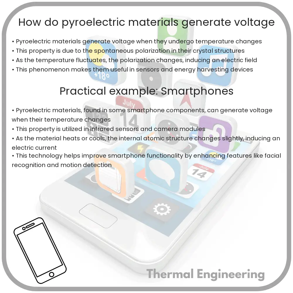 How do pyroelectric materials generate voltage