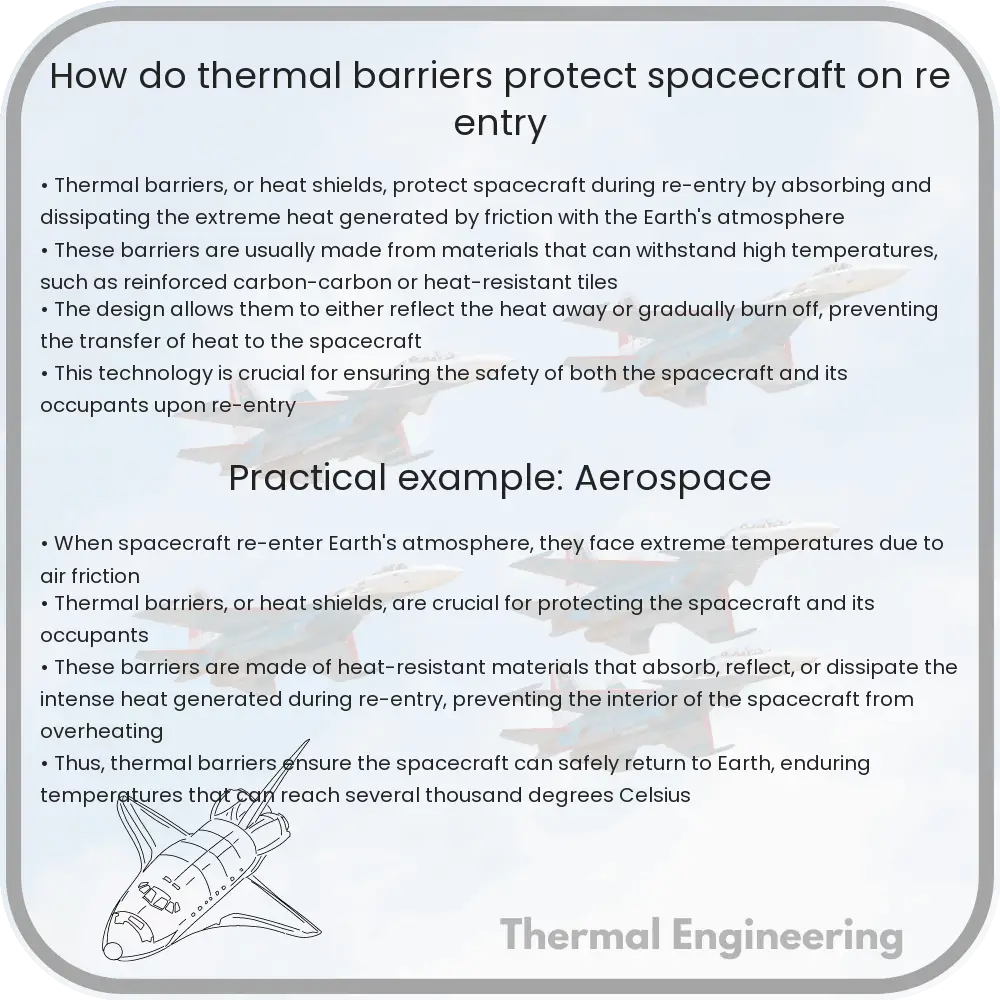 How do thermal barriers protect spacecraft on re-entry