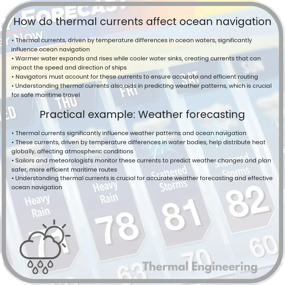 How do thermal currents affect ocean navigation