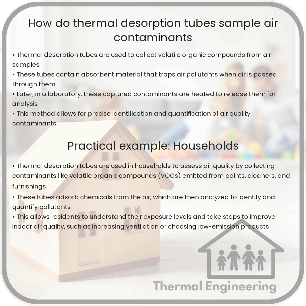 How do thermal desorption tubes sample air contaminants