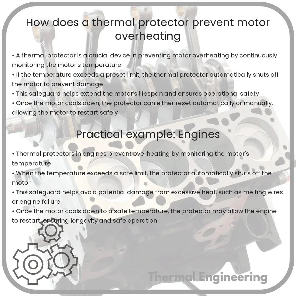 How does a thermal protector prevent motor overheating