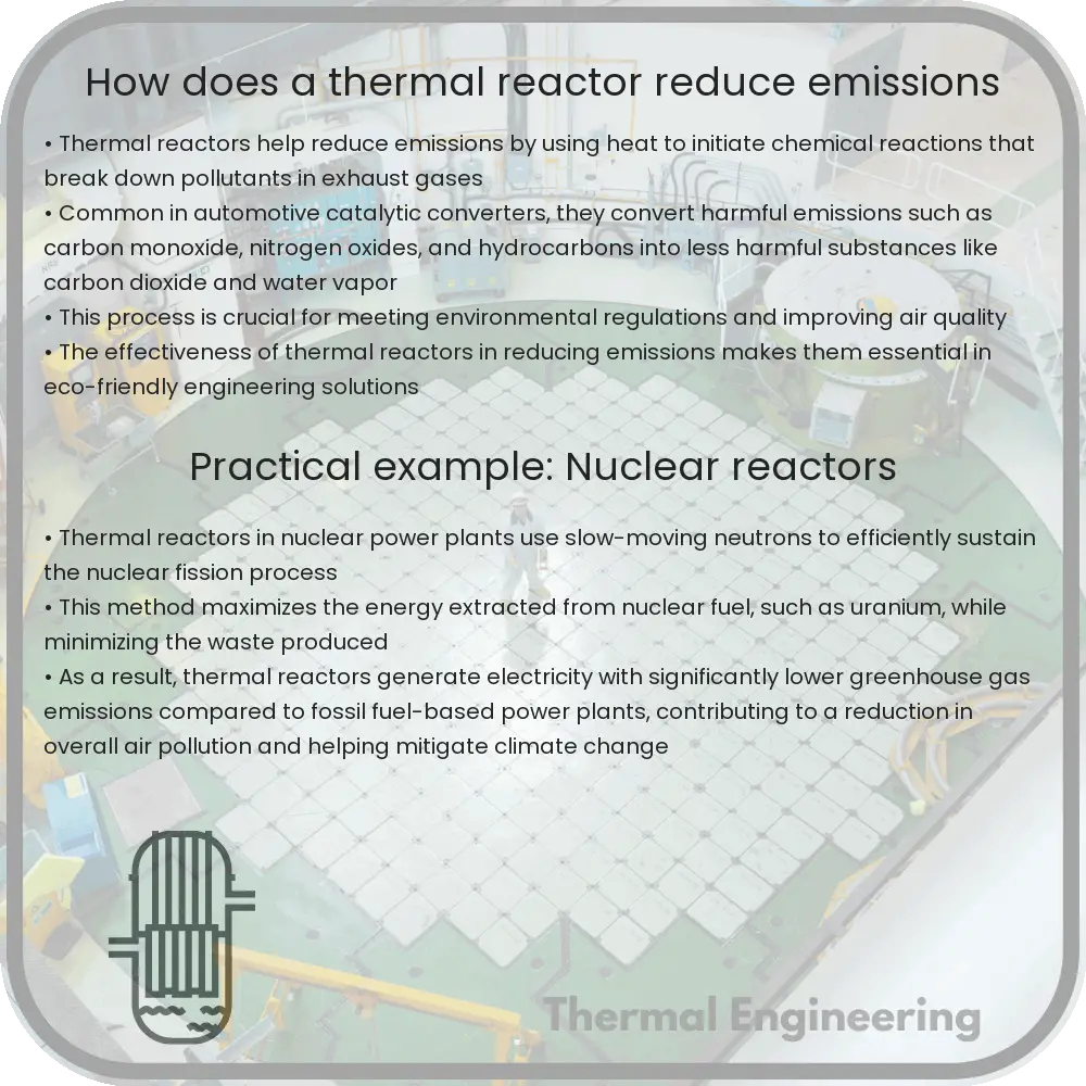How does a thermal reactor reduce emissions