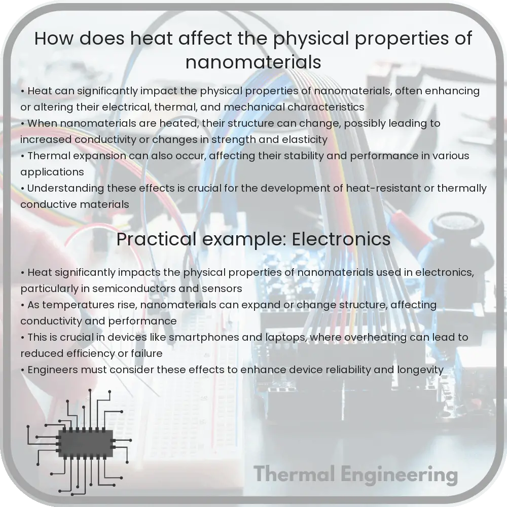How does heat affect the physical properties of nanomaterials