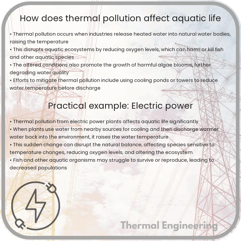 How does thermal pollution affect aquatic life