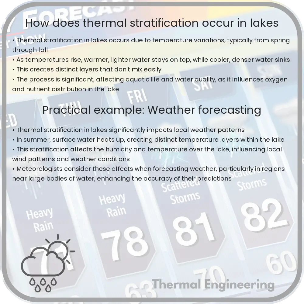 How does thermal stratification occur in lakes