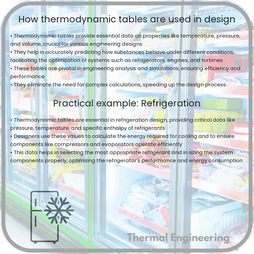 How thermodynamic tables are used in design