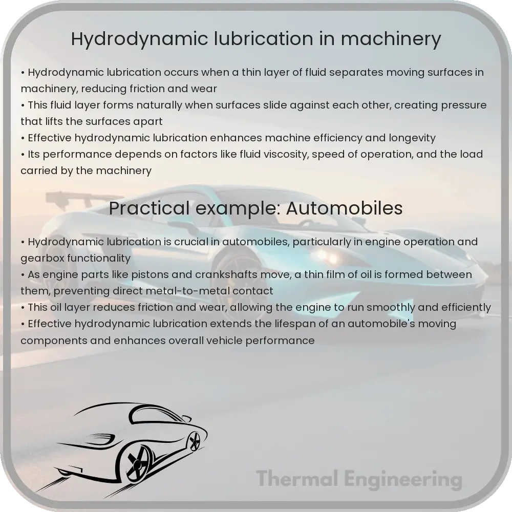 Hydrodynamic lubrication in machinery