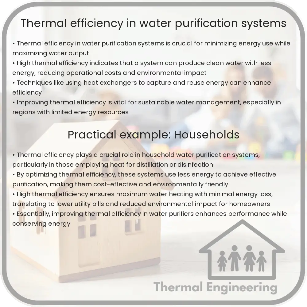 Thermal efficiency in water purification systems