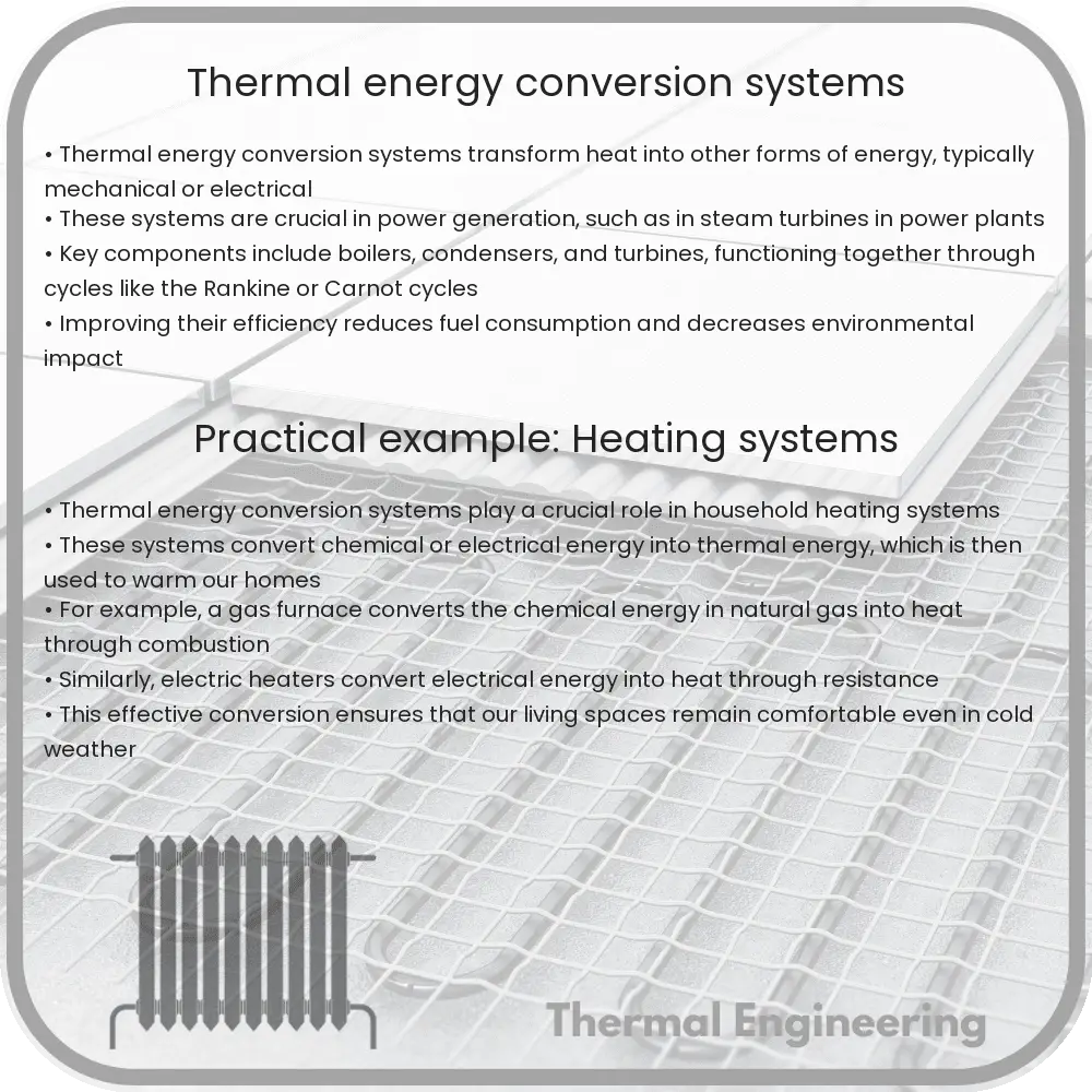 Thermal energy conversion systems Thermal energy conversion systems