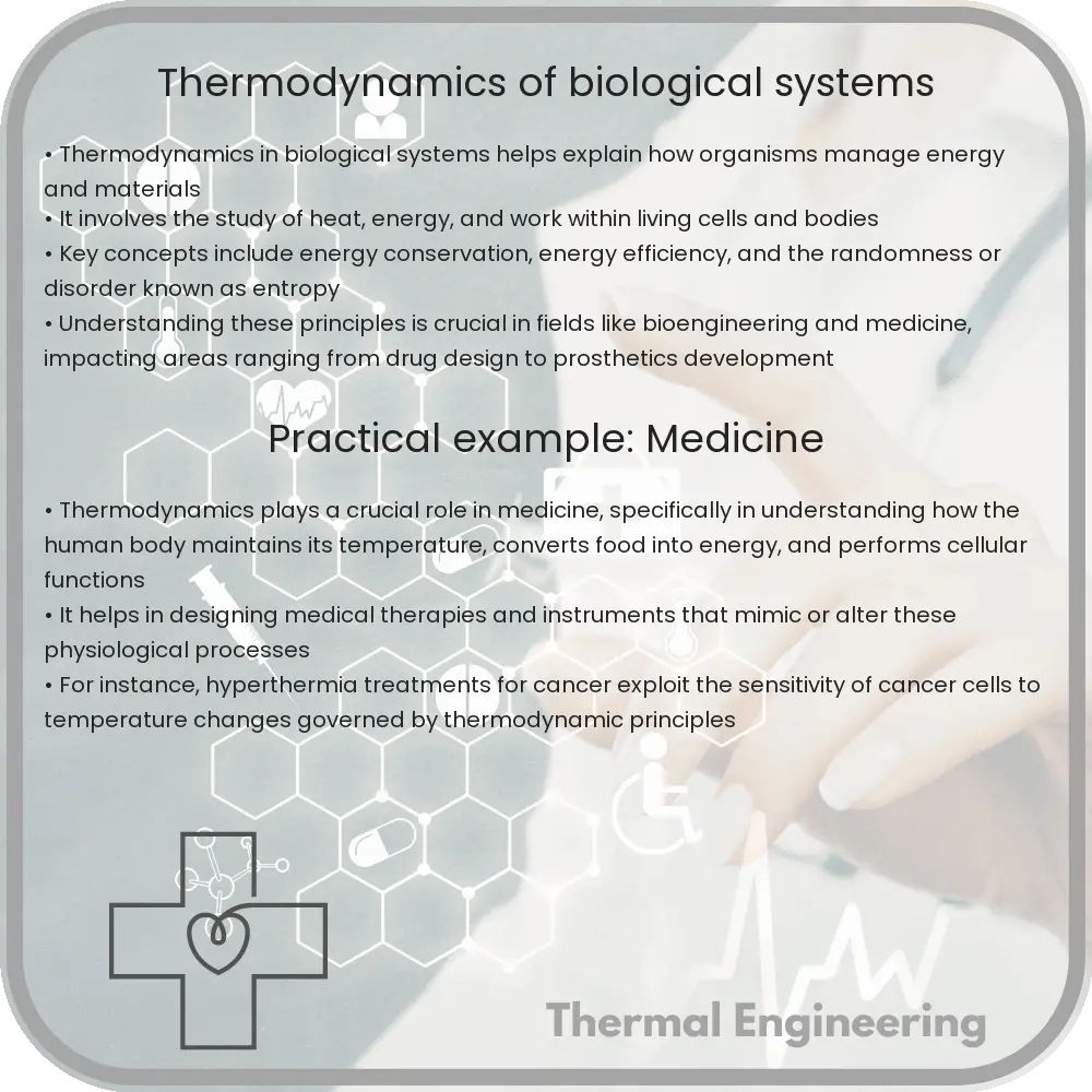 Thermodynamics of biological systems