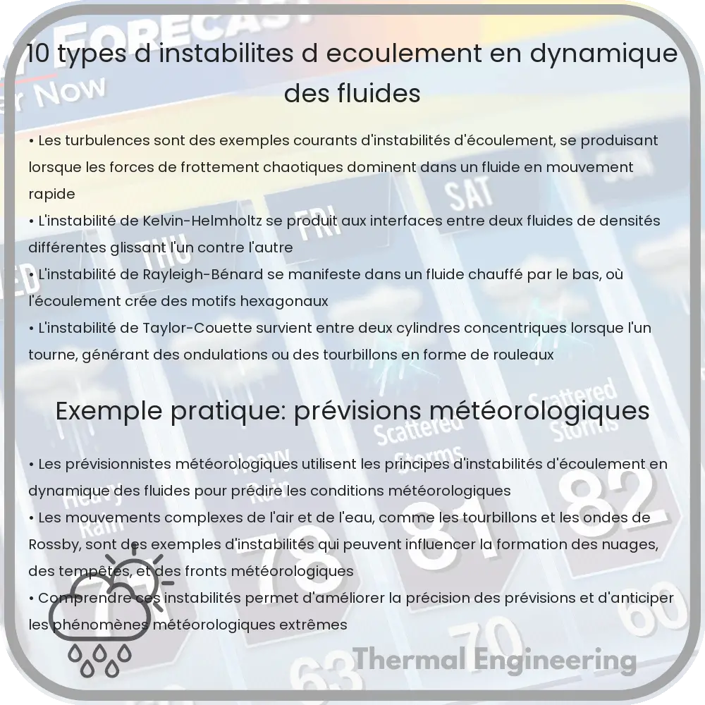 10 Types d'Instabilités d'Écoulement en Dynamique des Fluides