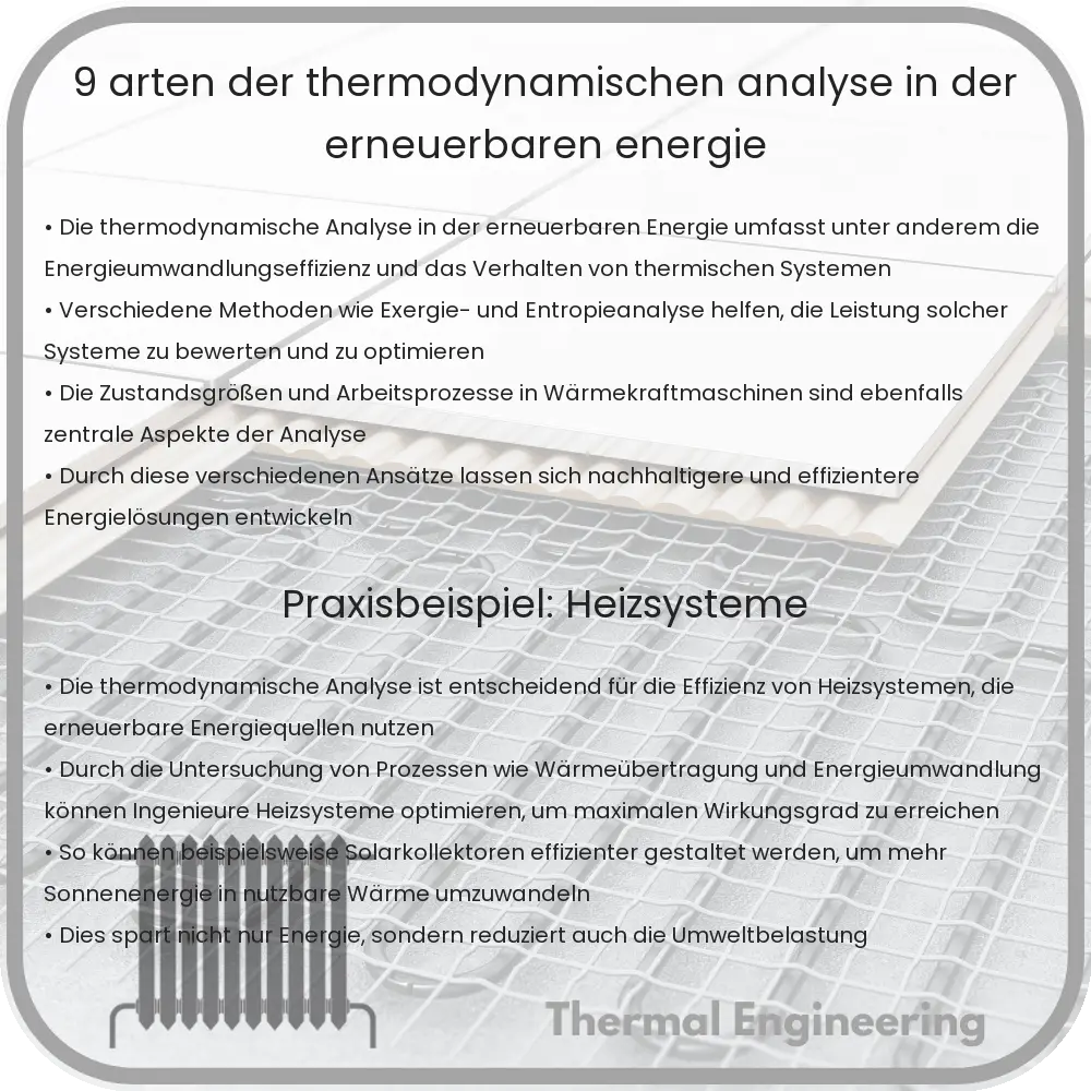 9 Arten der thermodynamischen Analyse in der erneuerbaren Energie
