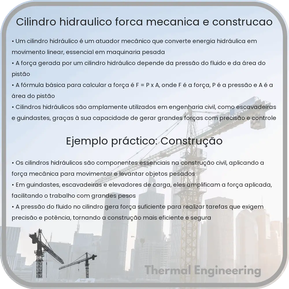 Cilindro Hidráulico | Força Mecânica e Construção