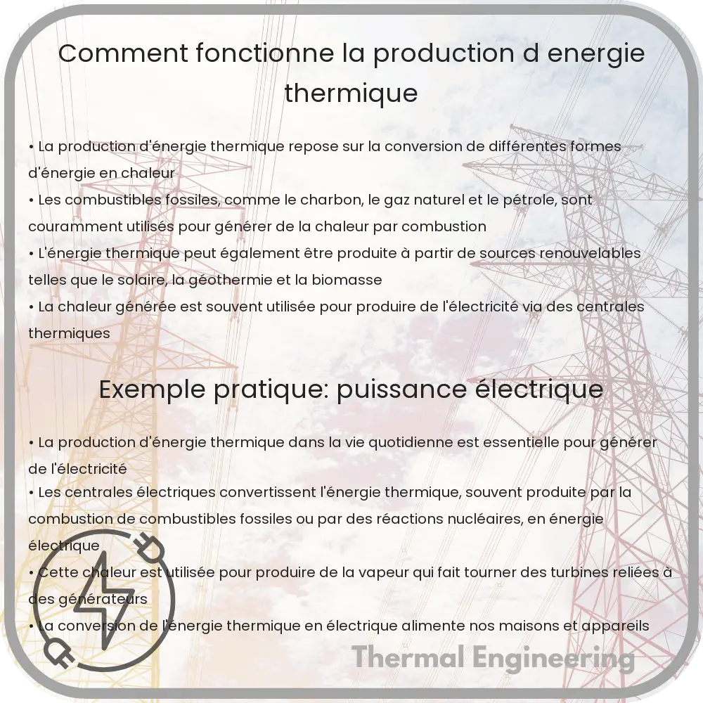 Comment fonctionne la production d'énergie thermique
