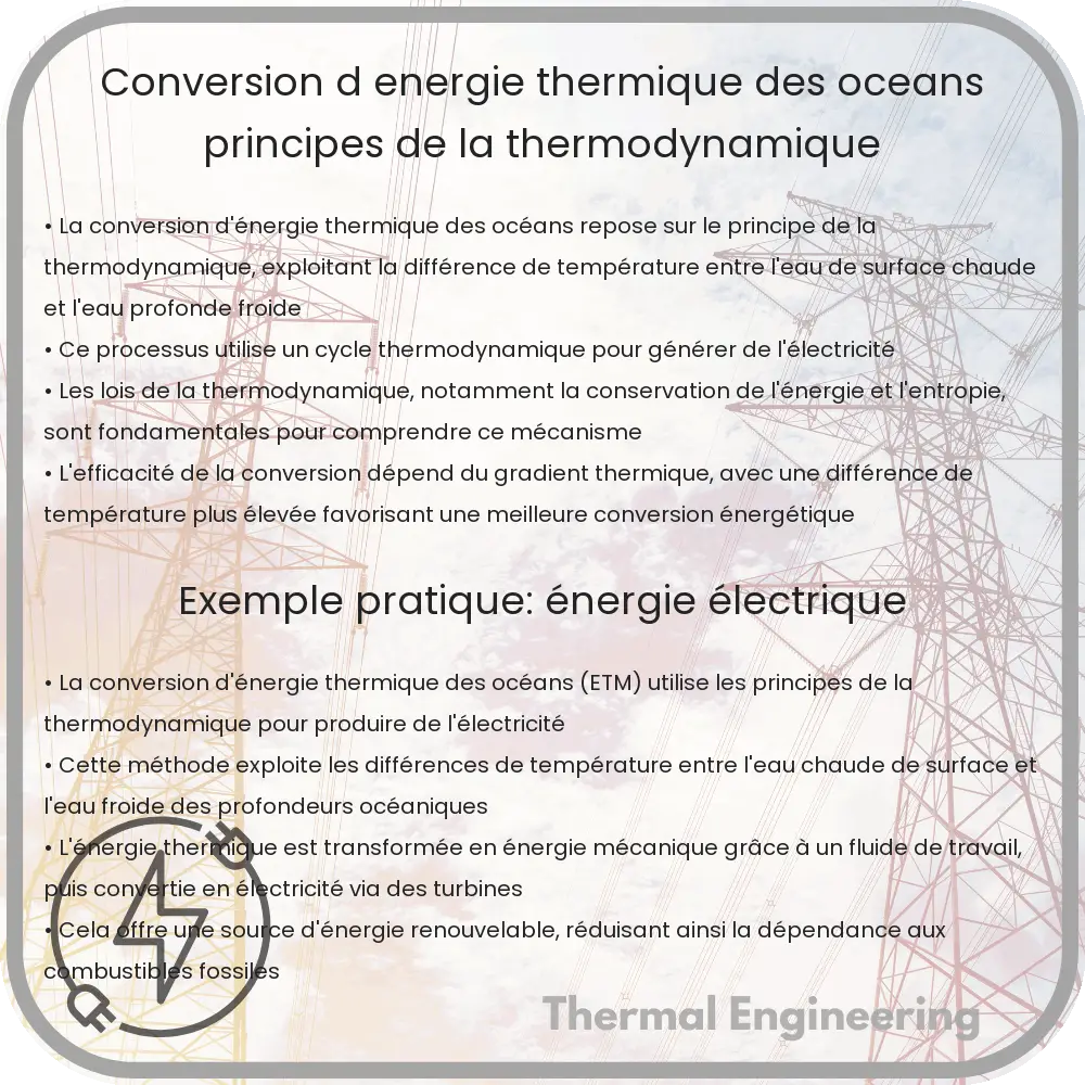 Conversion d'énergie thermique des océans : Principes de la thermodynamique