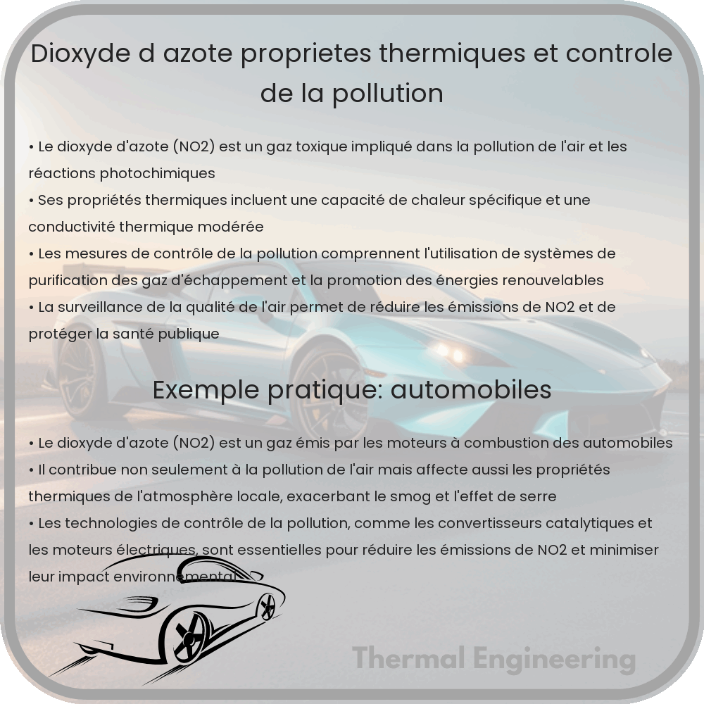 Dioxyde d'Azote | Propriétés Thermiques et Contrôle de la Pollution