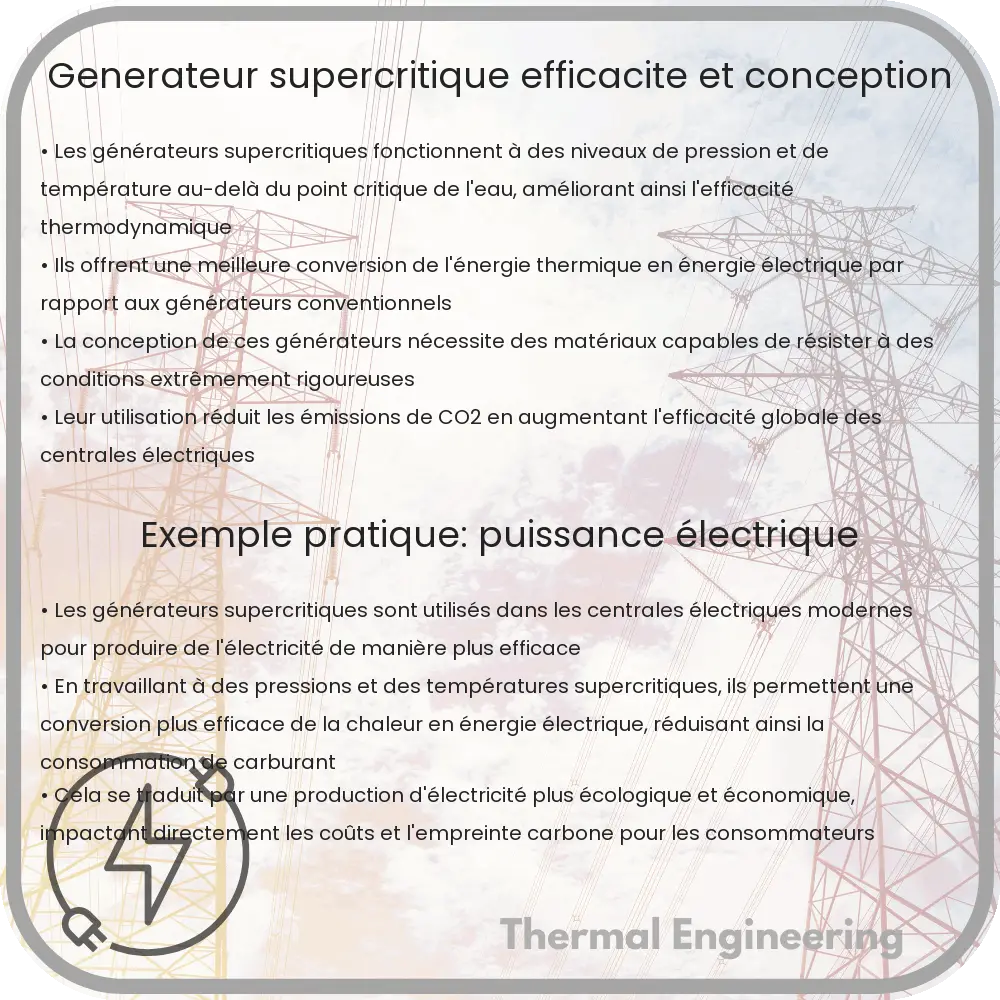 Générateur Supercritique | Efficacité et Conception