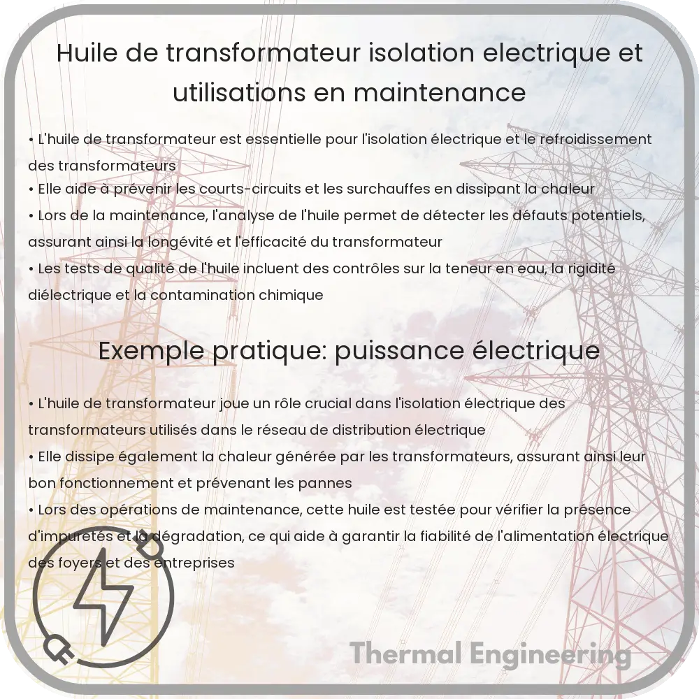 Huile de Transformateur : Isolation Électrique et Utilisations en Maintenance