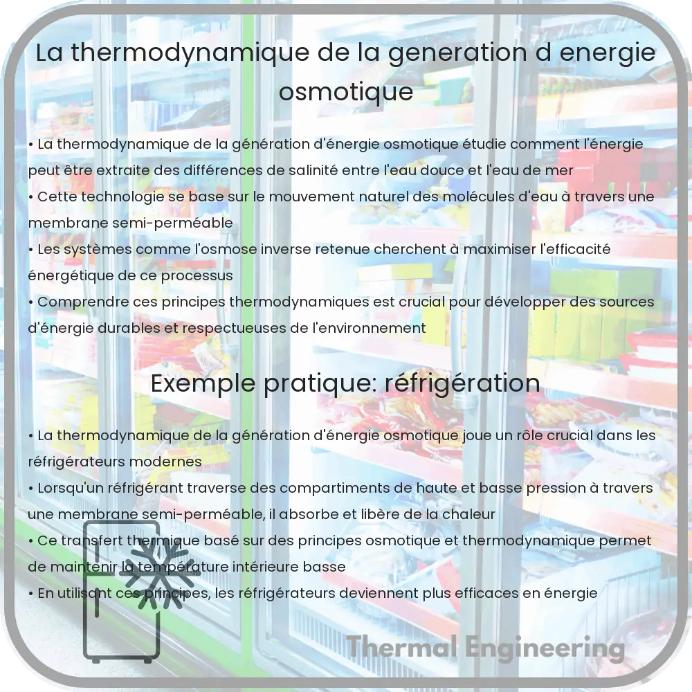 La thermodynamique de la génération d'énergie osmotique