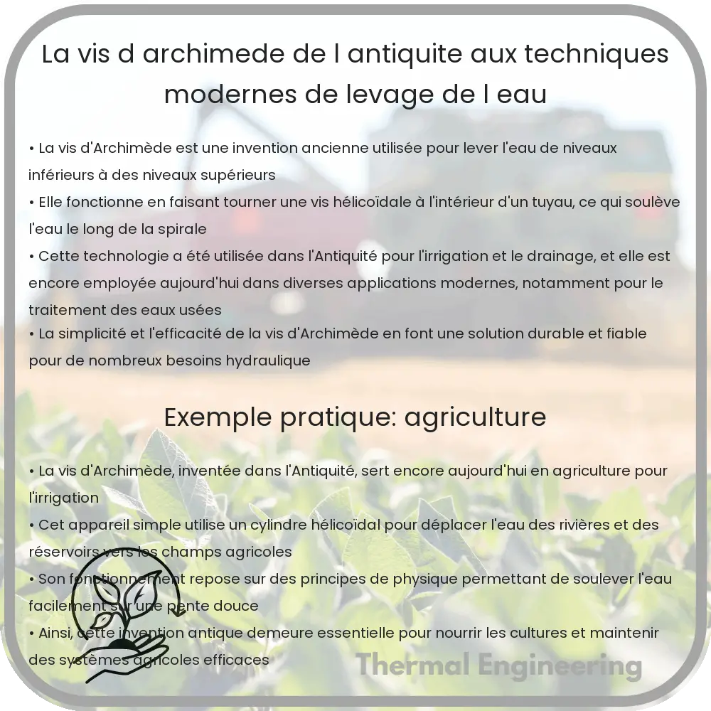 La vis d'Archimède : De l'antiquité aux techniques modernes de levage ...
