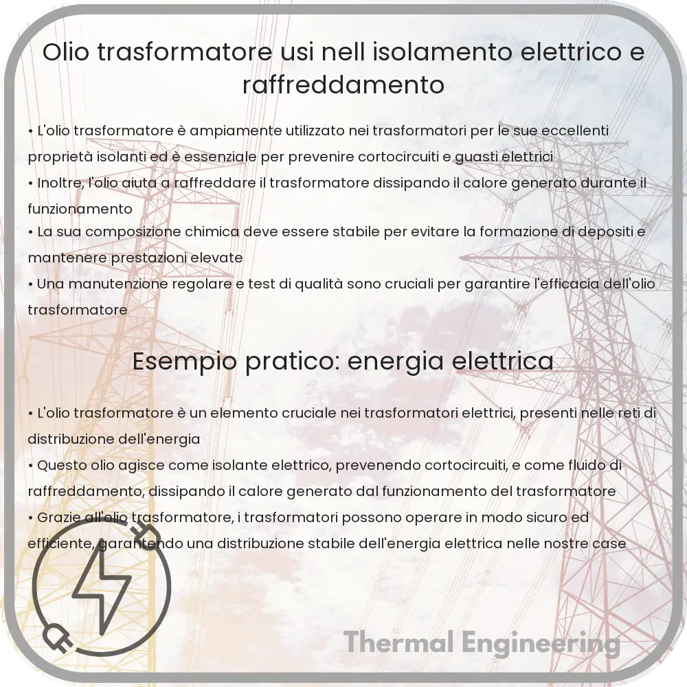 Olio Trasformatore | Usi nell'Isolamento Elettrico e Raffreddamento
