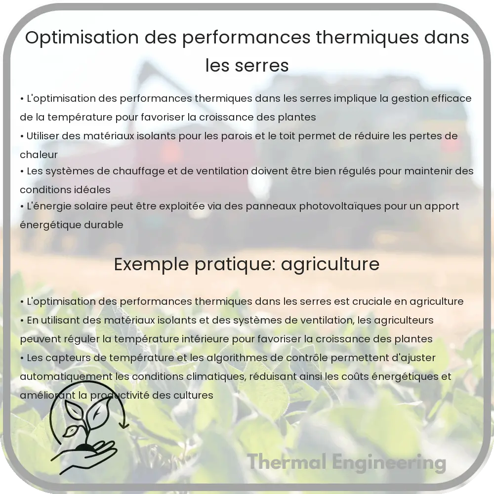 Optimisation des performances thermiques dans les serres