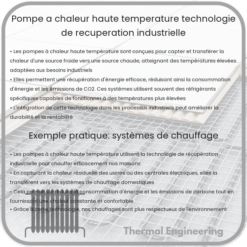 Pompe à chaleur haute température | Technologie de récupération ...