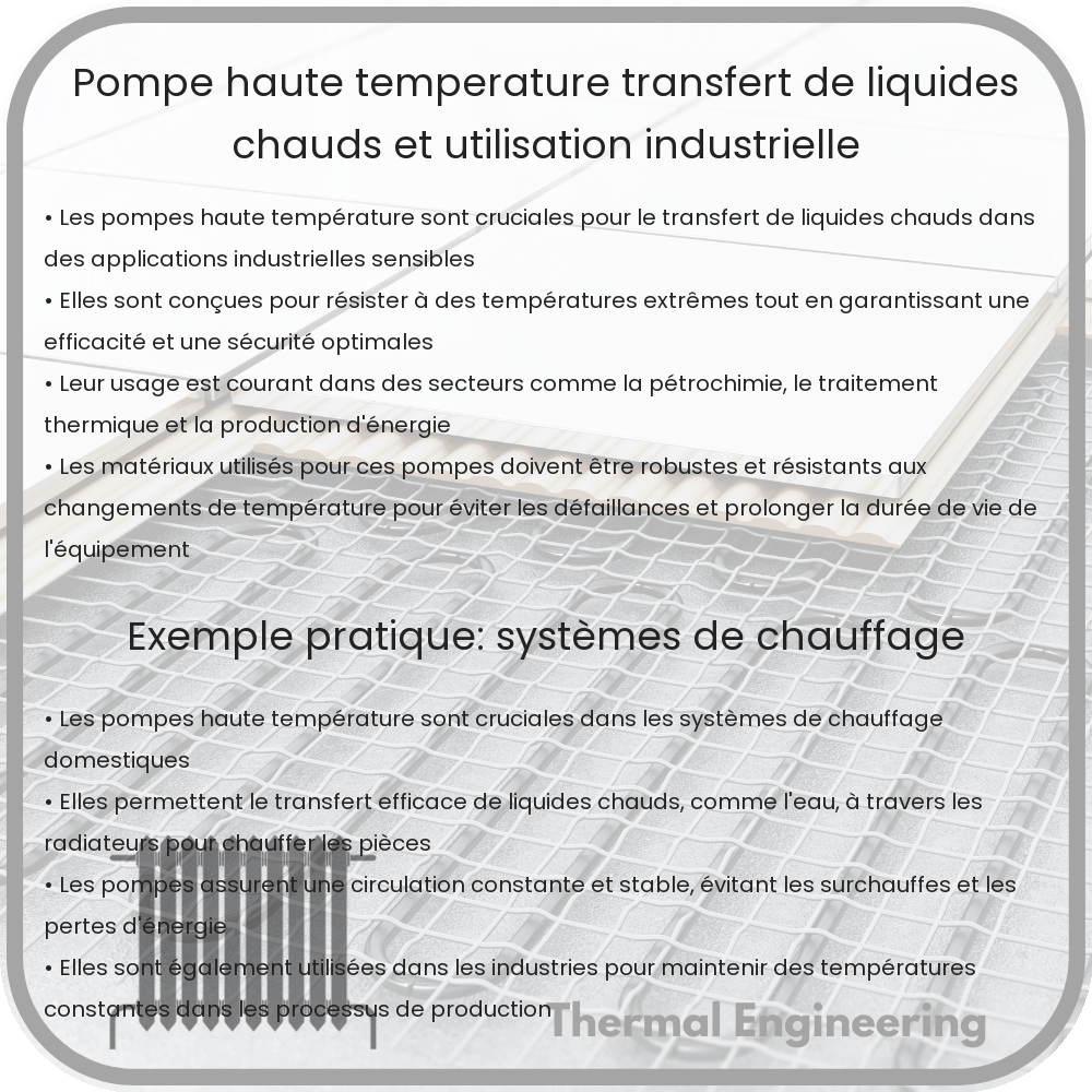 Pompe haute température | Transfert de liquides chauds et utilisation ...