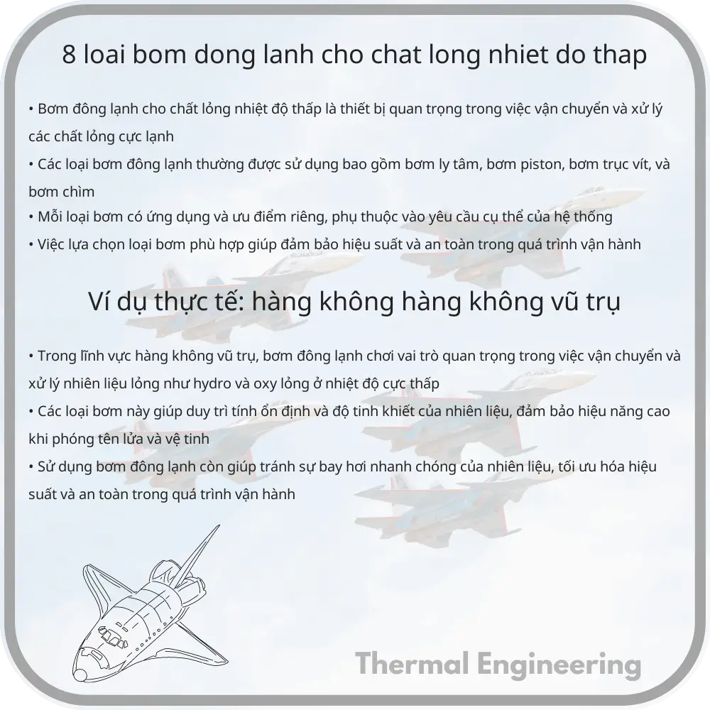 8 Loại Bơm Đông Lạnh cho Chất Lỏng Nhiệt Độ Thấp