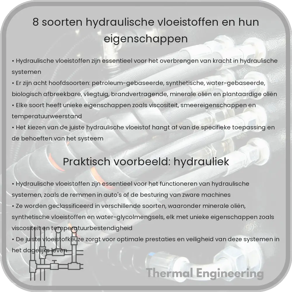 8 Soorten Hydraulische Vloeistoffen en Hun Eigenschappen