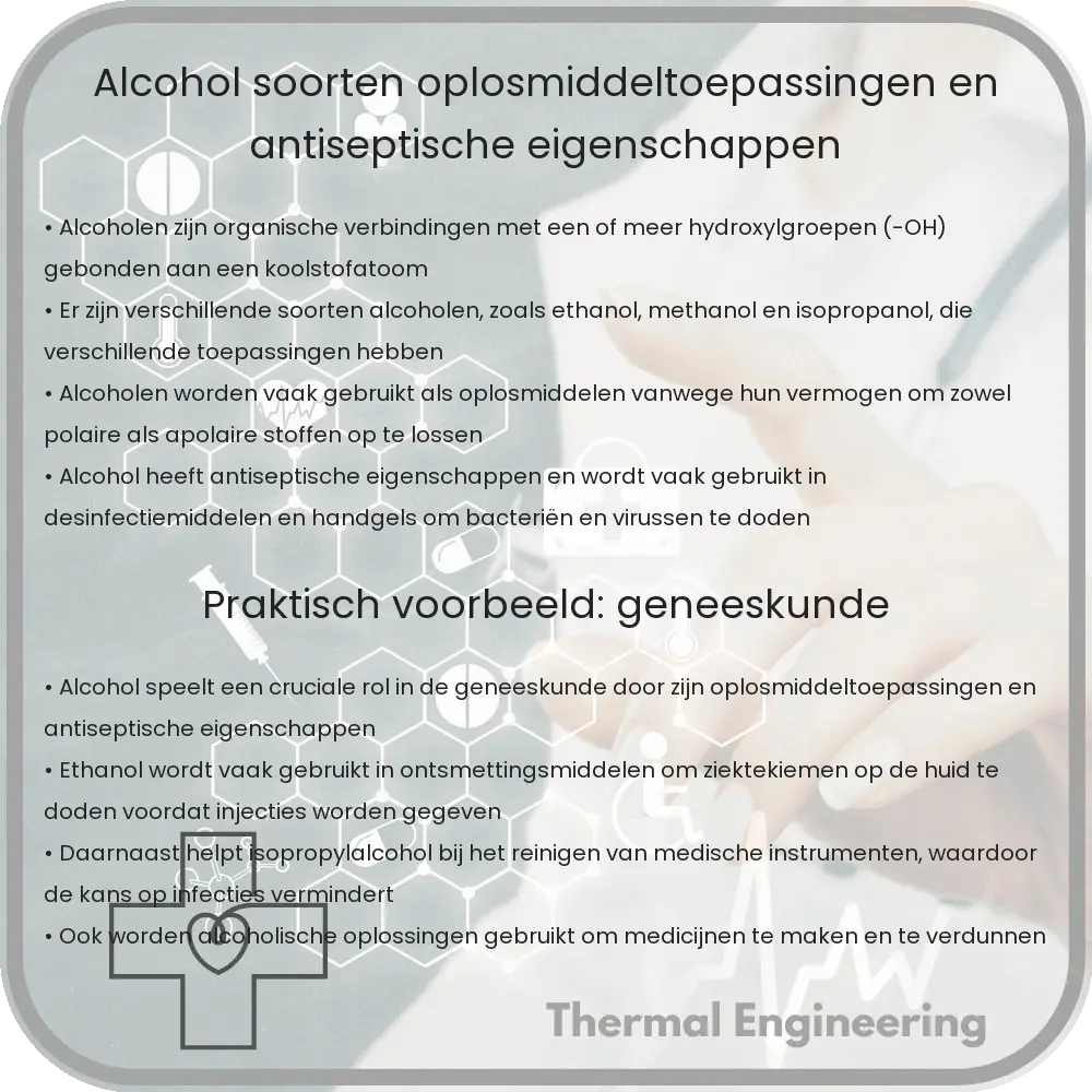 Alcohol | Soorten, Oplosmiddeltoepassingen en Antiseptische Eigenschappen