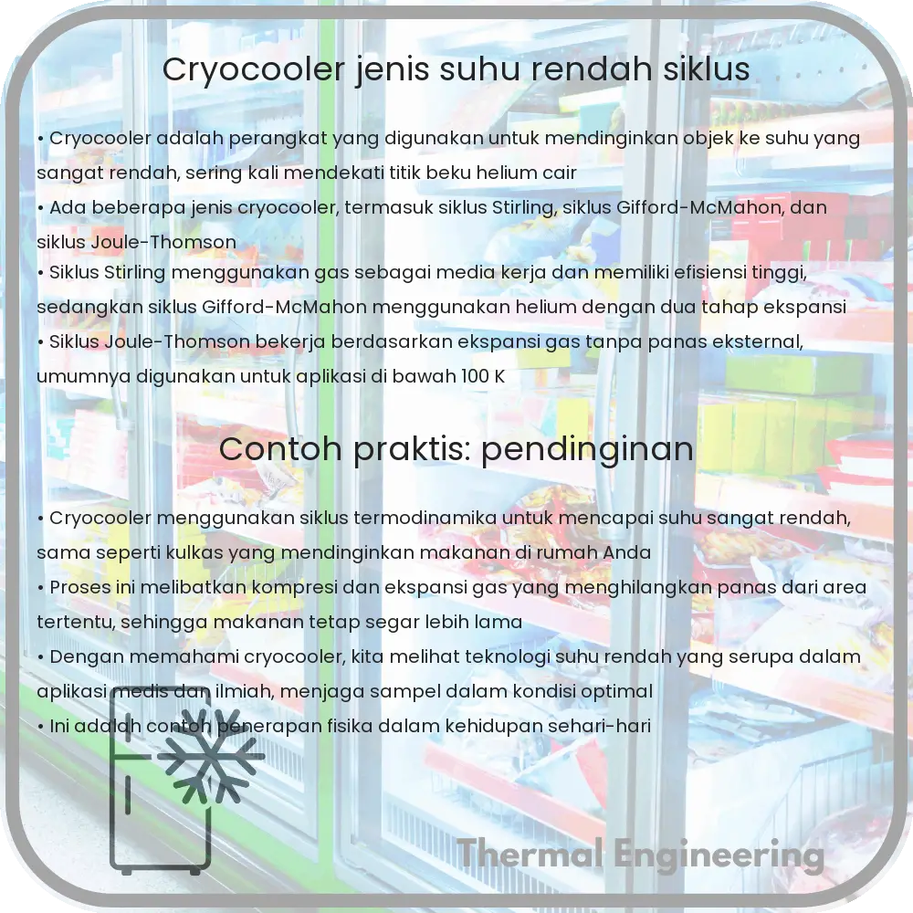Cryocooler | Jenis Suhu Rendah & Siklus