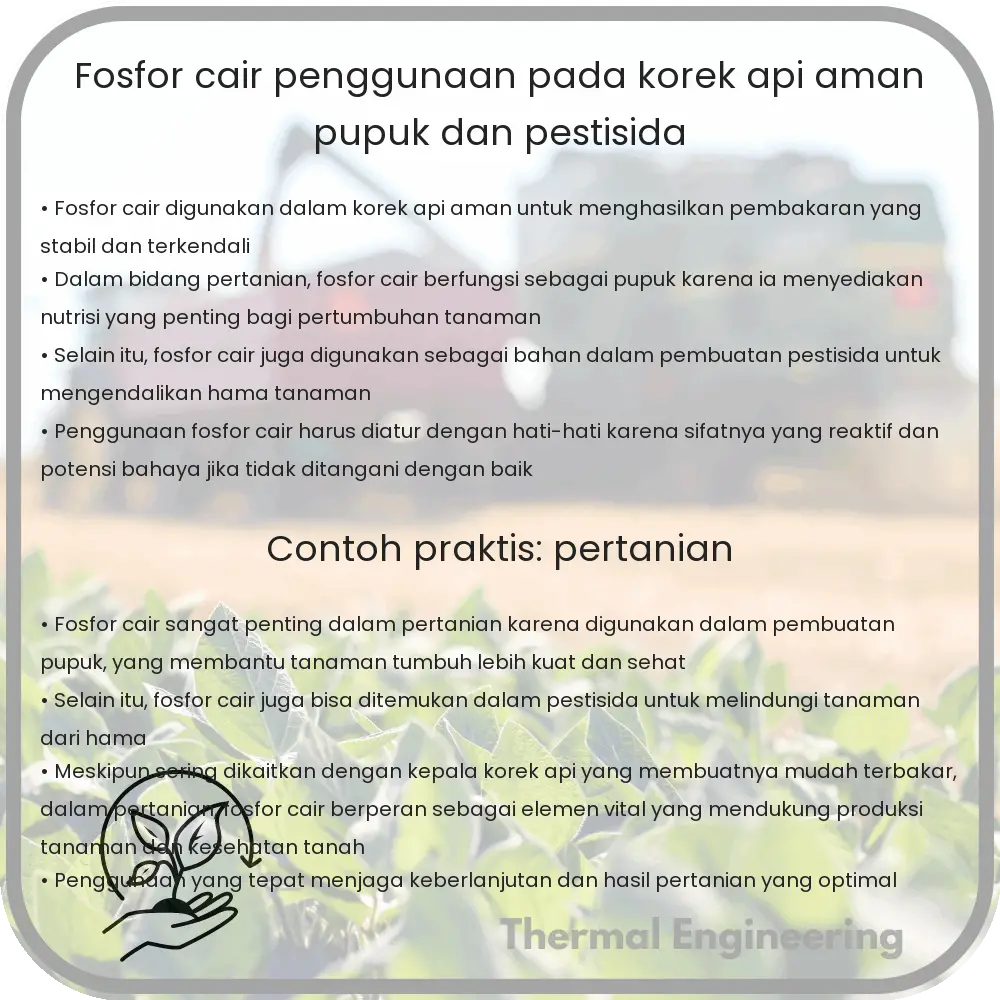 Fosfor Cair | Penggunaan pada Korek Api Aman, Pupuk, dan Pestisida