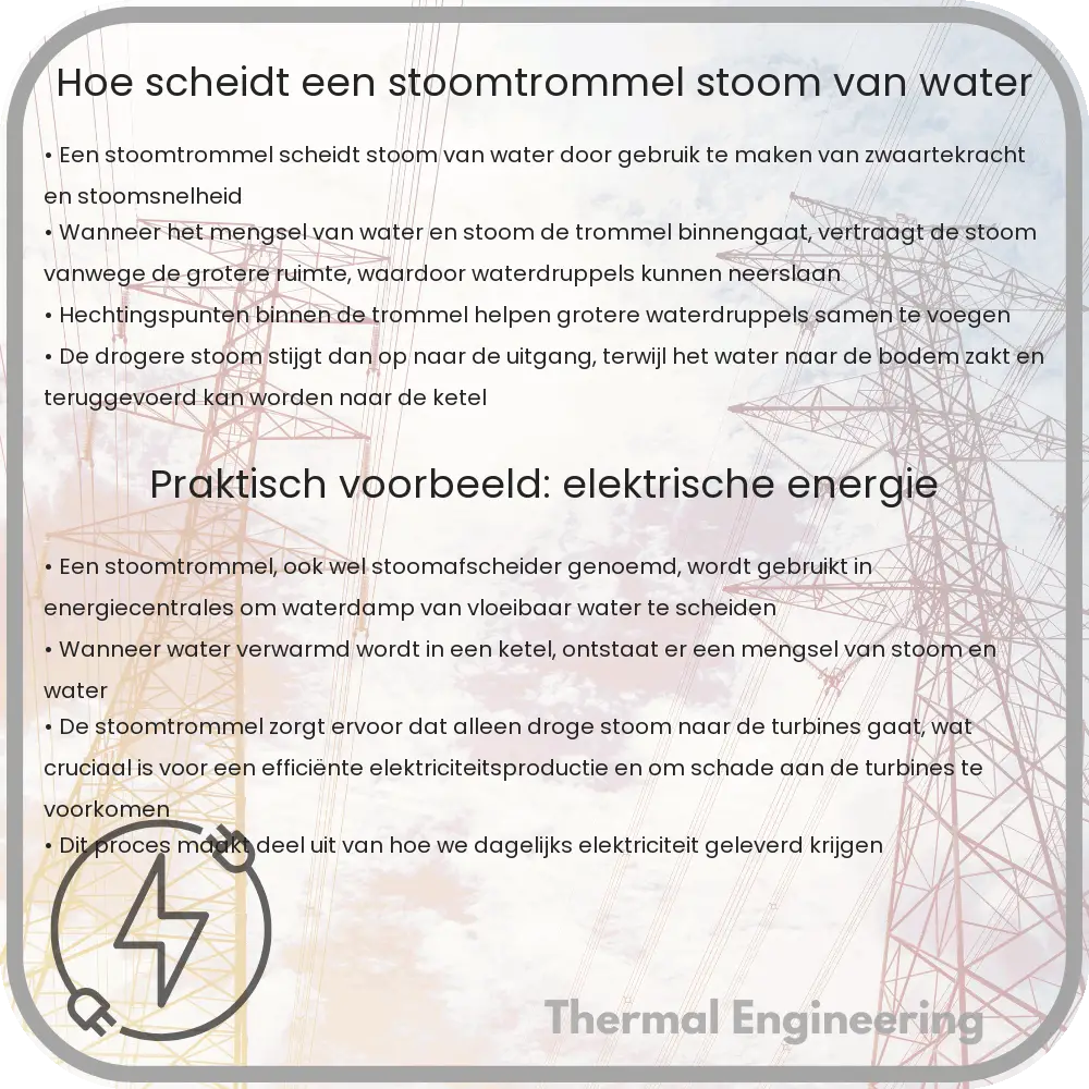 Hoe scheidt een stoomtrommel stoom van water?
