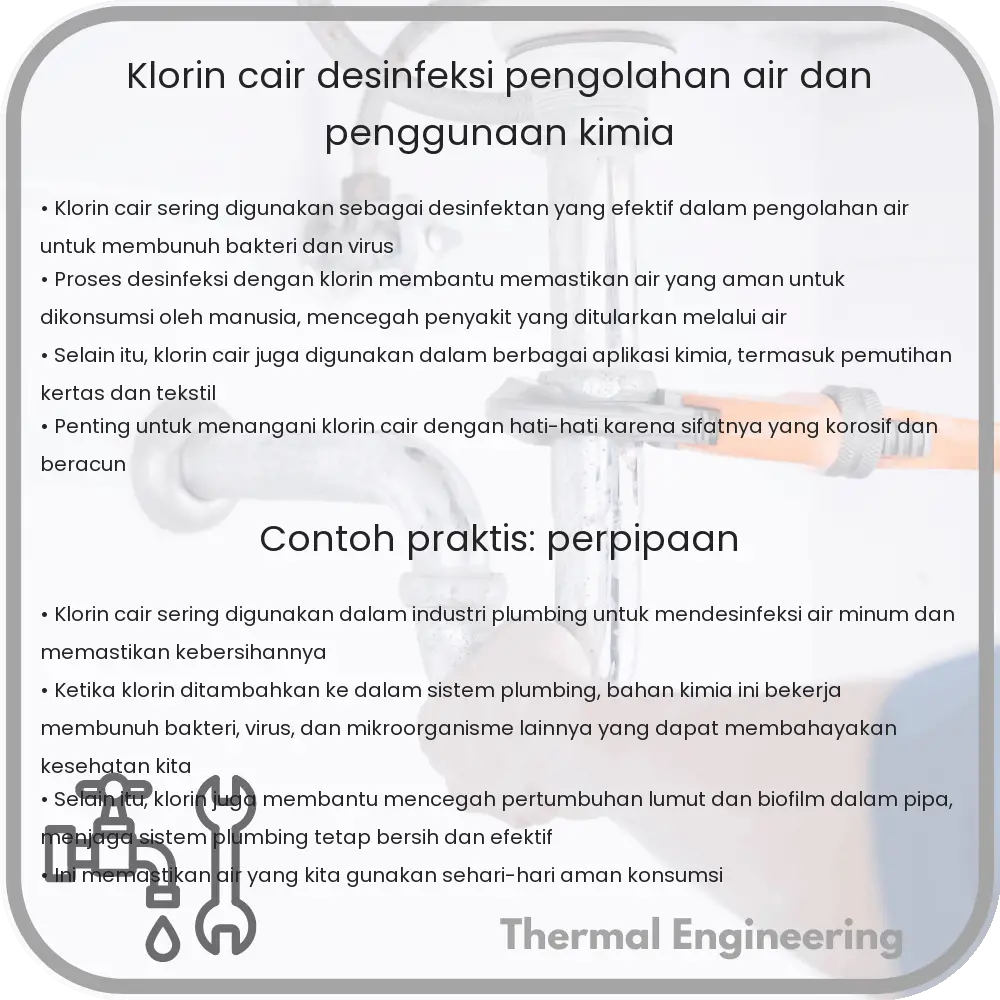 Klorin Cair | Desinfeksi, Pengolahan Air, dan Penggunaan Kimia