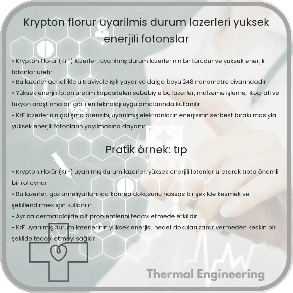 Krypton Florür | Uyarılmış Durum Lazerleri, Yüksek Enerjili Fotonslar