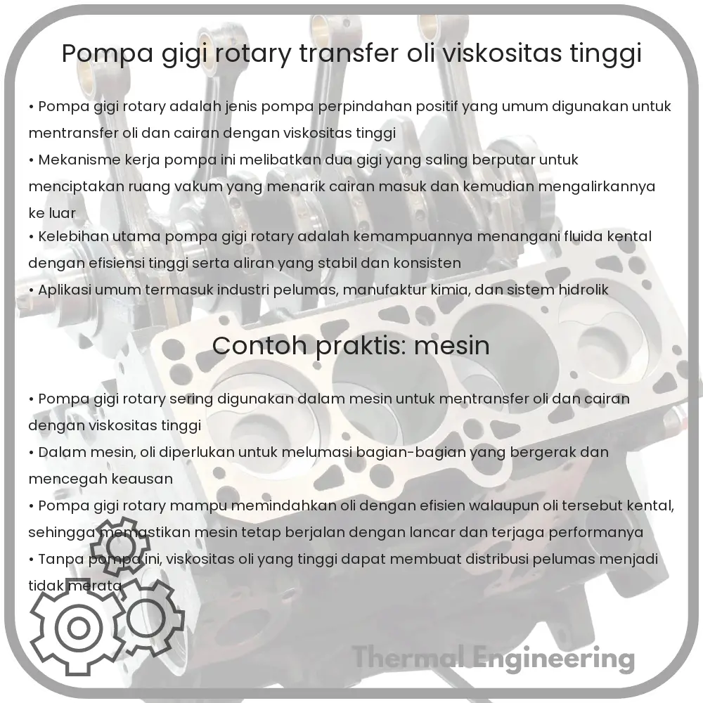 Pompa Gigi Rotary | Transfer Oli & Viskositas Tinggi