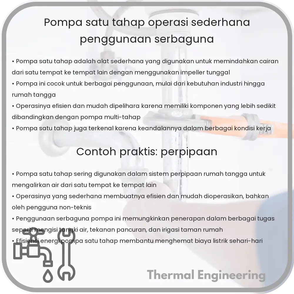 Pompa Satu Tahap | Operasi Sederhana, Penggunaan Serbaguna